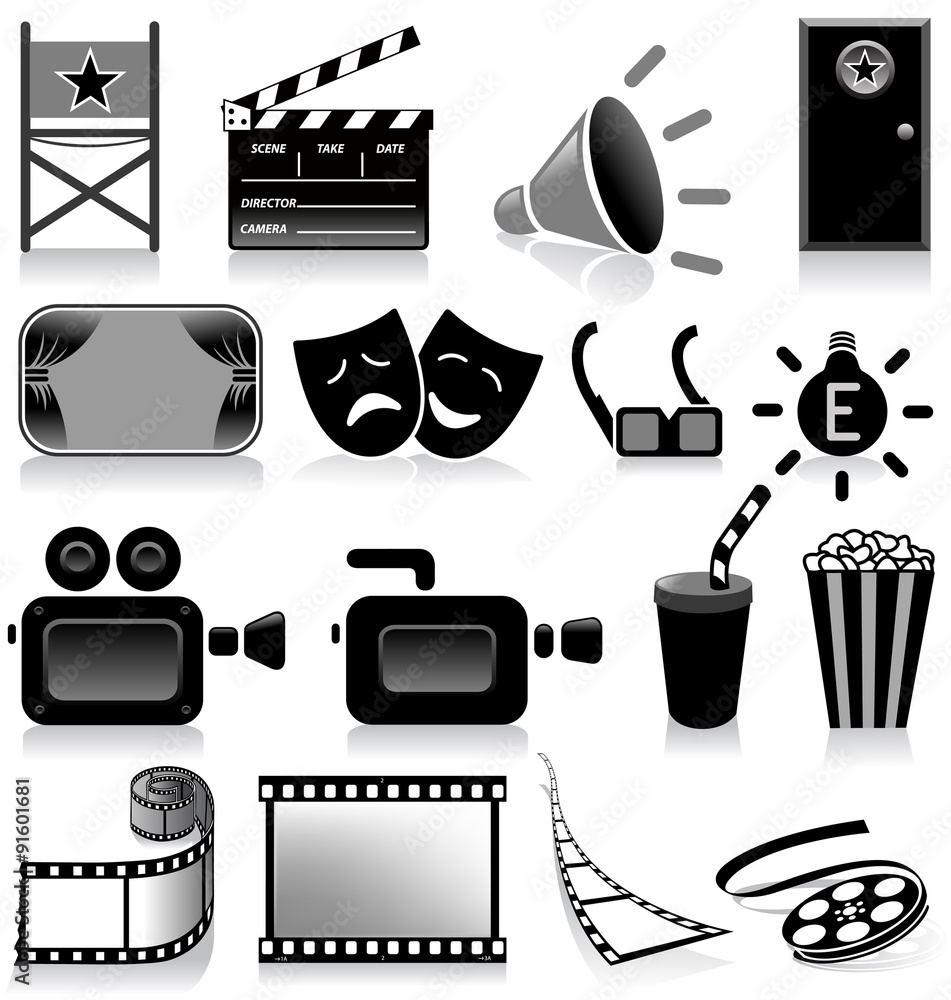 black movie symbols Stock Vector | Adobe Stock