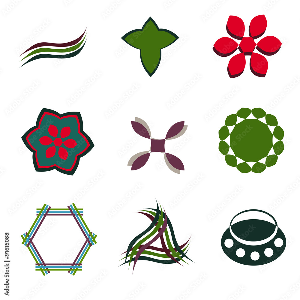 set of colored logos and icons, vector illustration with logos and ...