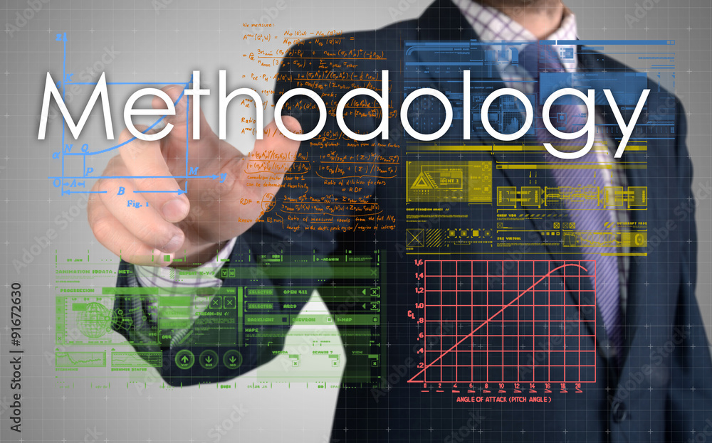 businessman presenting Methodology text on business background Stock ...