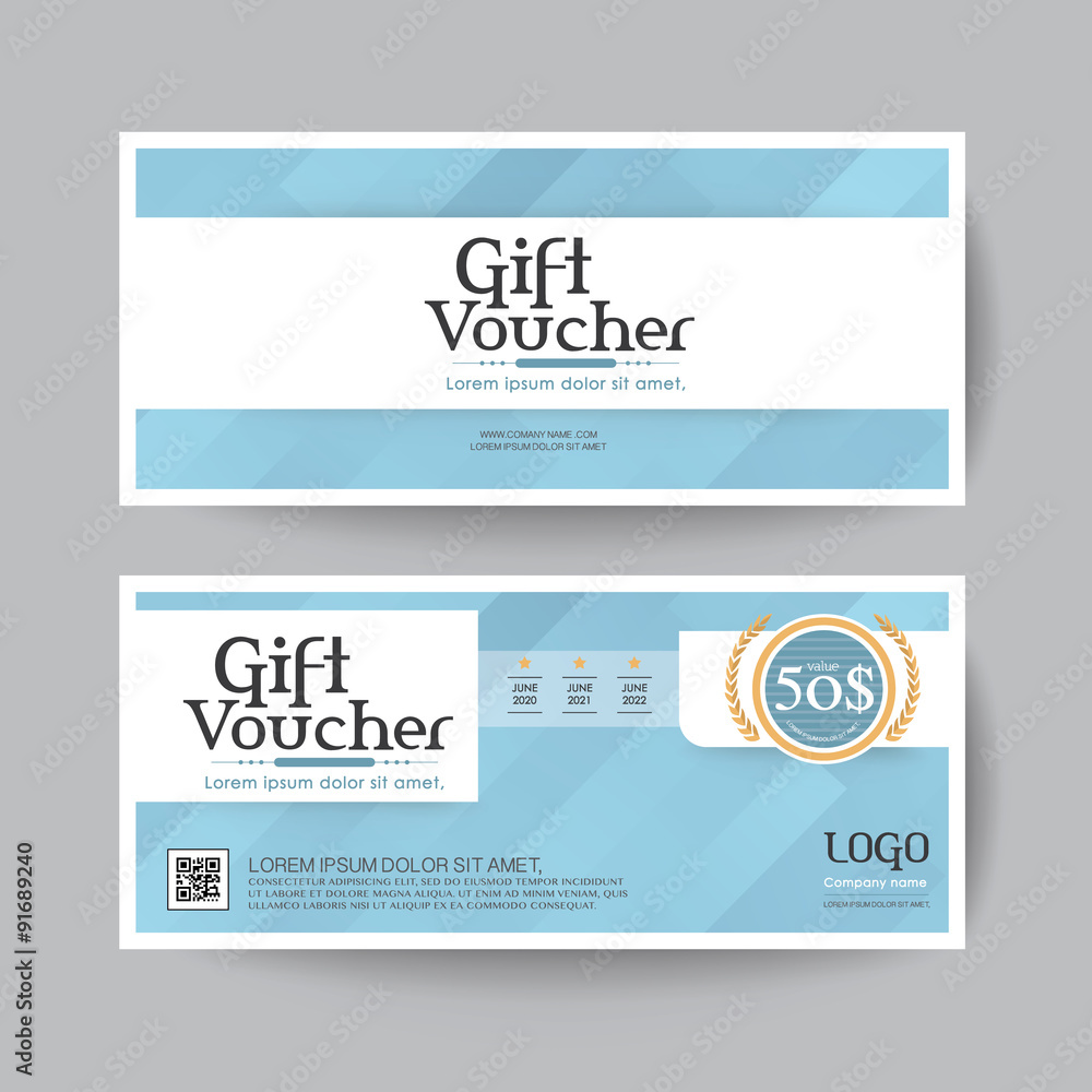 Gift voucher design vector template layout for business card gift set ...