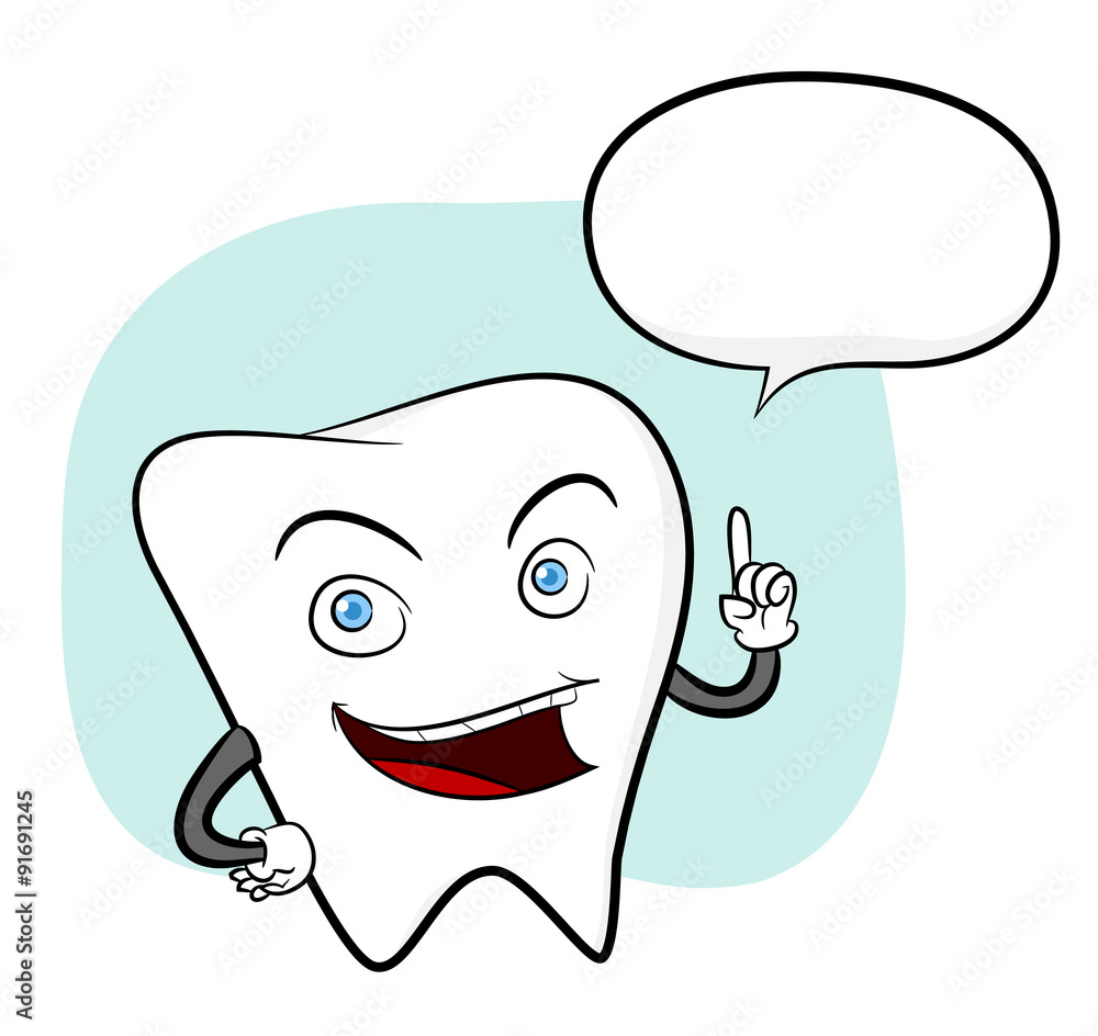 Tooth With Text, a hand drawn vector illustration of a cartoon tooth ...