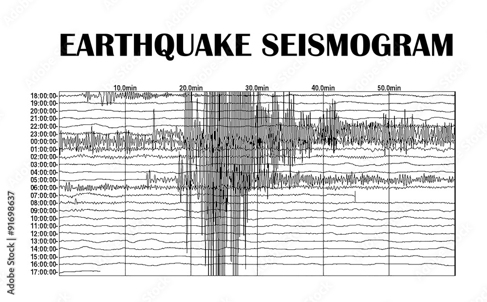 Seismic measurement on seismogram card Stock Illustration | Adobe Stock