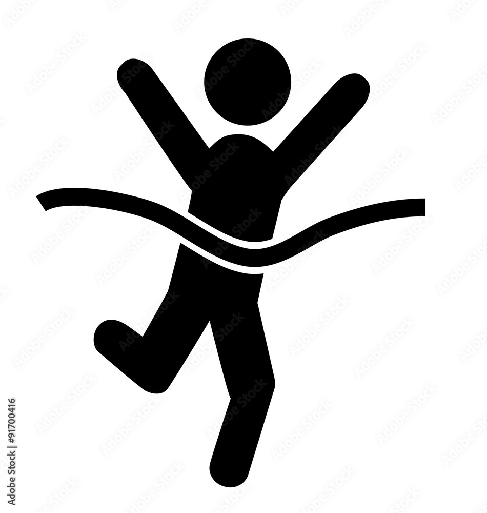 Success People Run Man Winner Flat Icons Pictogram Isolated on W Stock ...