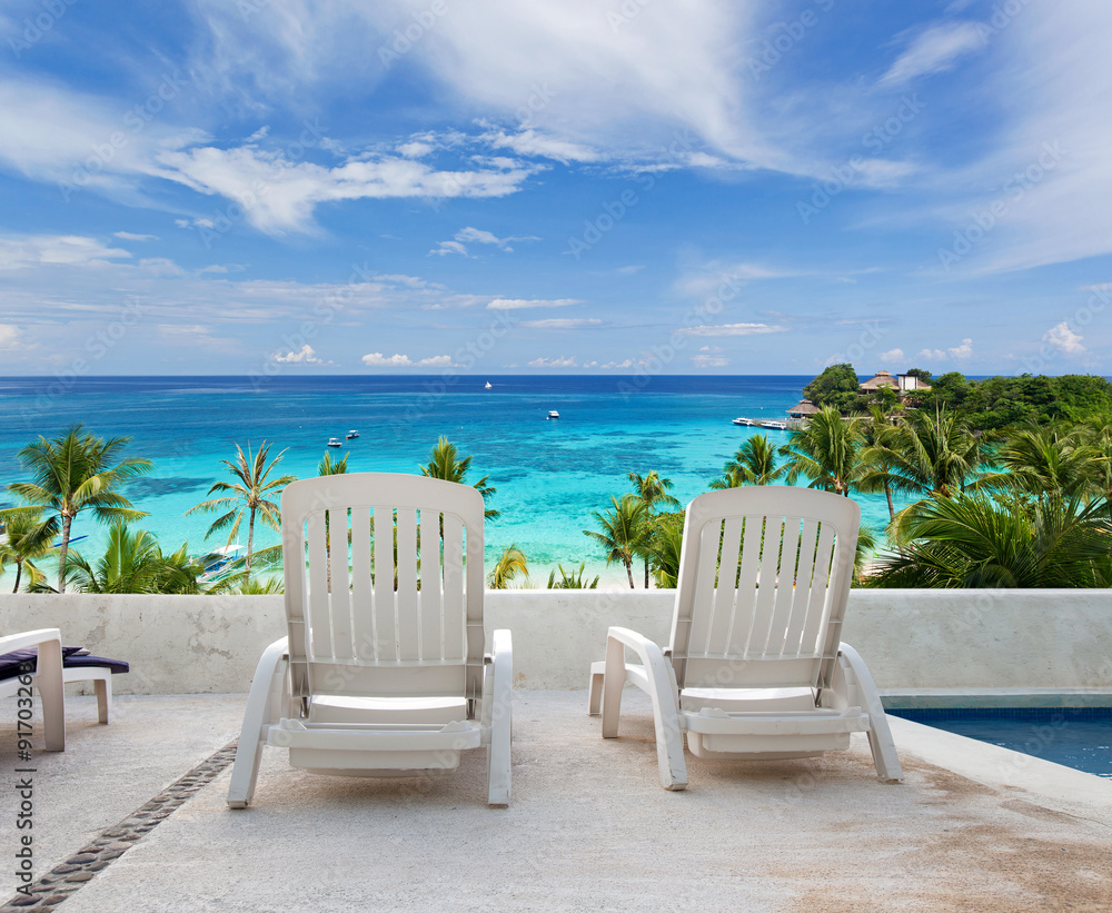 Seaview from luxury resort balcony Stock Photo | Adobe Stock