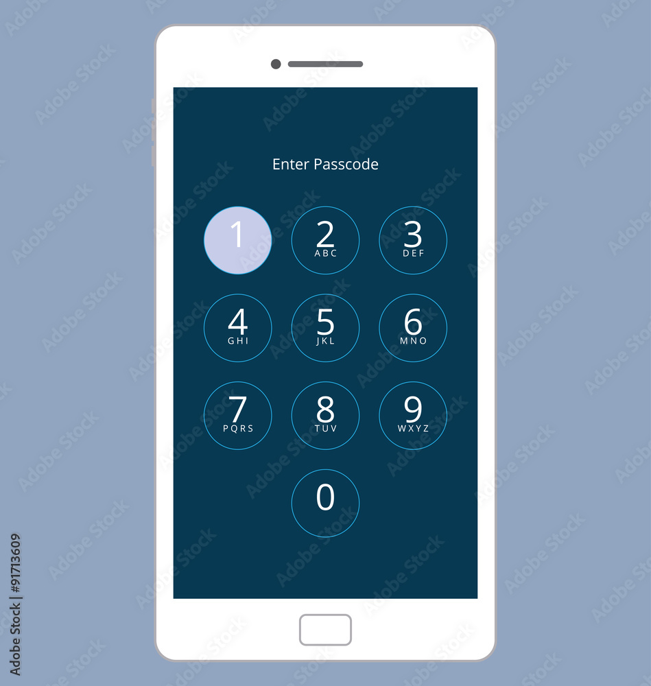 Smartphone Numeric Passcode Lock Screen, Vector Illustration Set vector de Stock | Adobe Stock