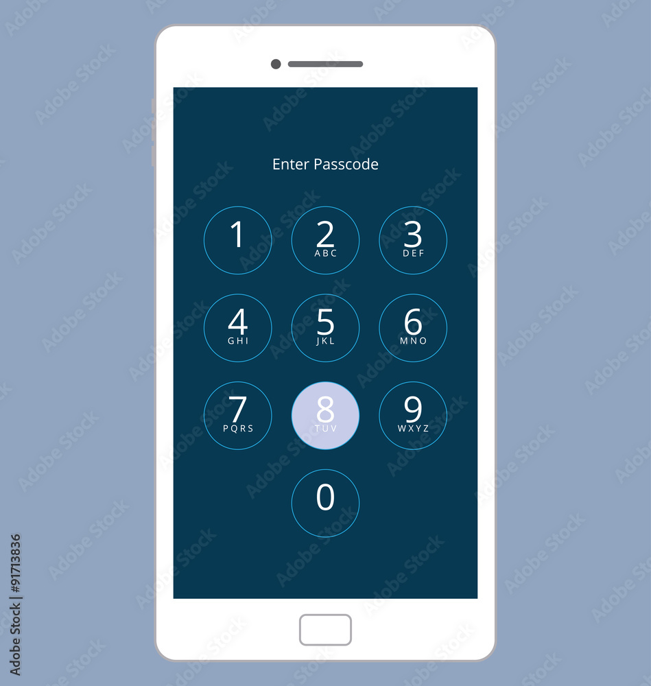 Smartphone Numeric Passcode Lock Screen, Vector Illustration Set Stock Vector | Adobe Stock