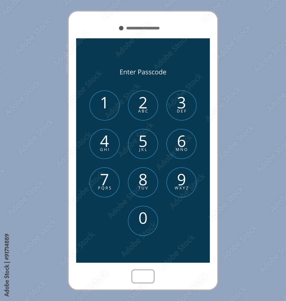 Smartphone Numeric Passcode Lock Screen, Vector Illustration Set Stock ...