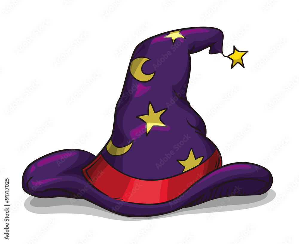 Cartoon style Wizard Hat, Vector Illustration Stock Vector | Adobe Stock