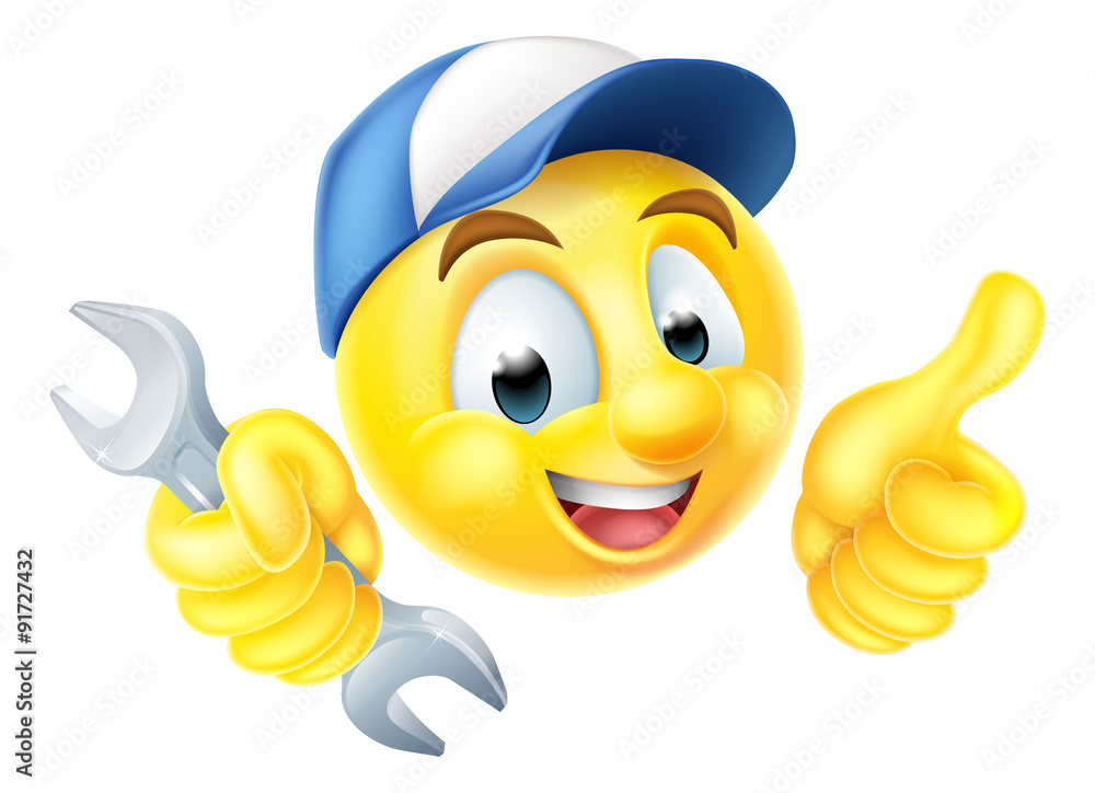 Mechanic Plumber Spanner Emoticon Emoji Stock Vector | Adobe Stock