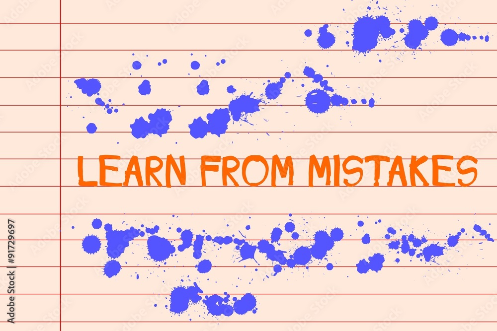 Learn from mistakes concept written on lined paper Stock Illustration ...