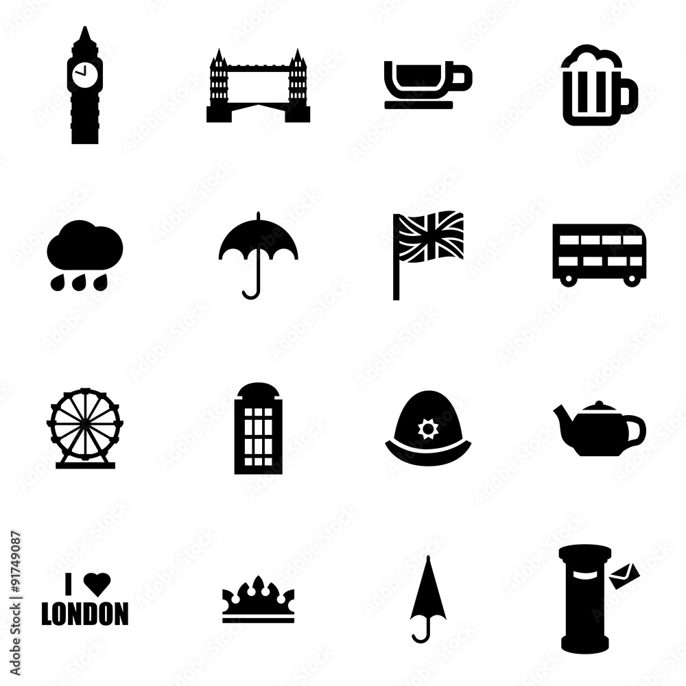 Vector black london icon set Stock Vector | Adobe Stock