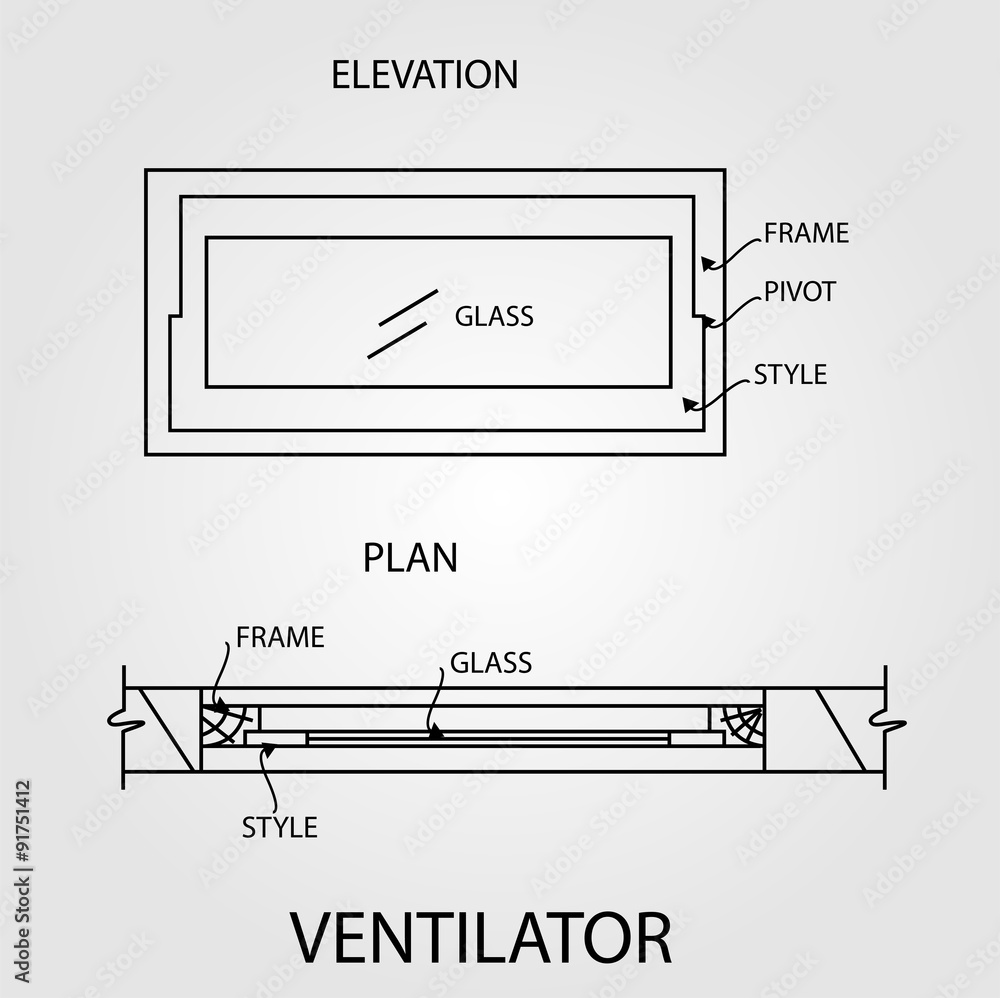 Diagram of a ventilator showing plan and elevation Stock Vector | Adobe ...