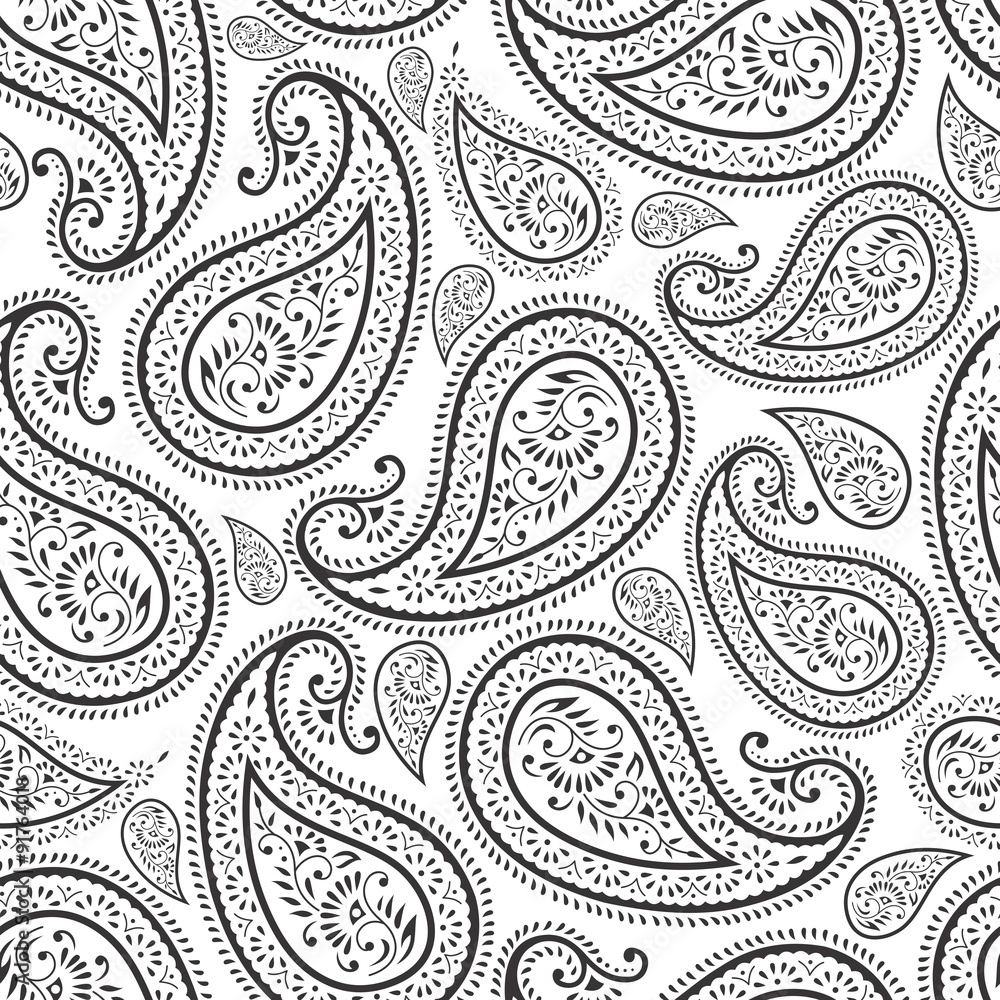 Black Cashmere Seamless Pattern Stock Vector | Adobe Stock