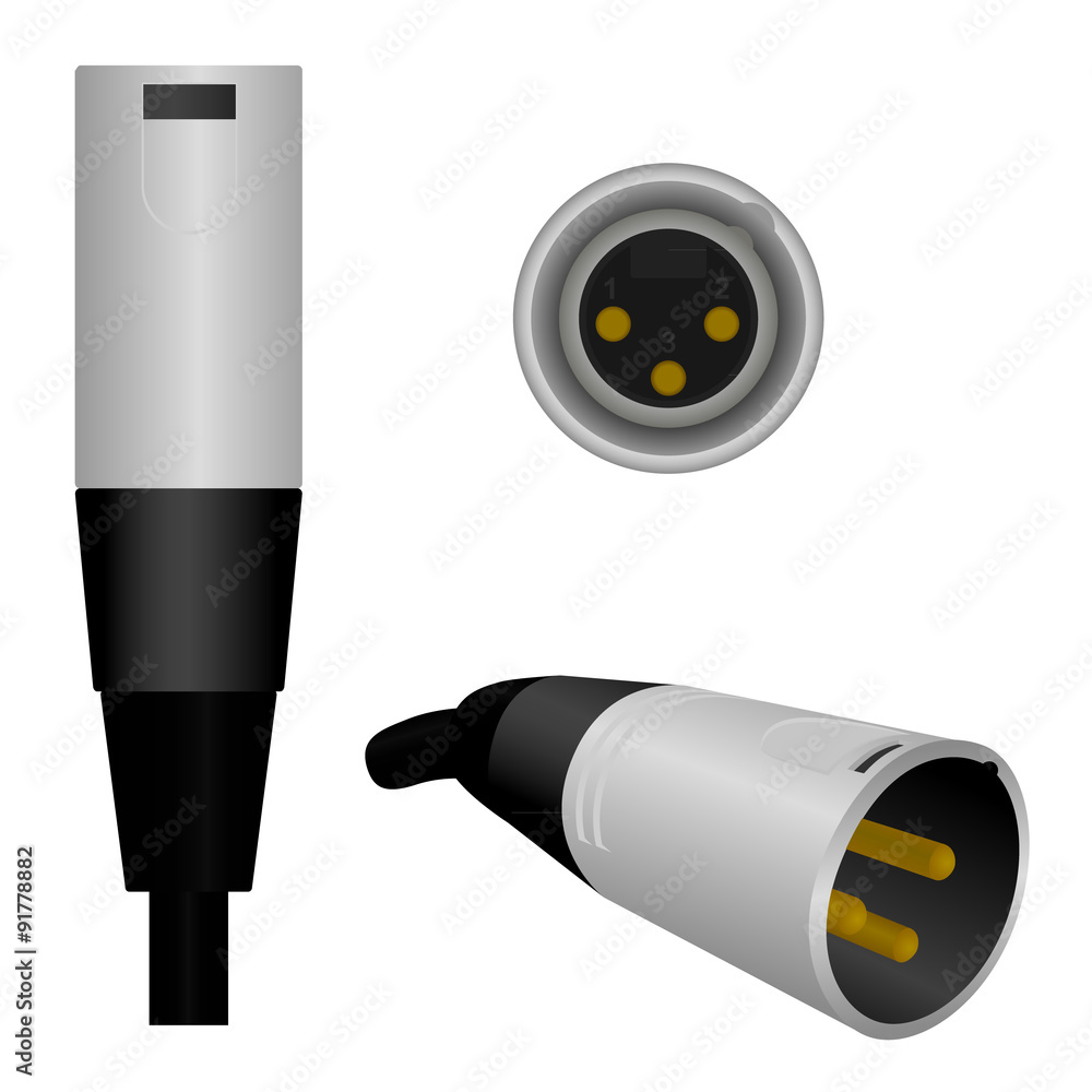 XLR/Microphone Plug - Male Description: A semi-realistic vector ...