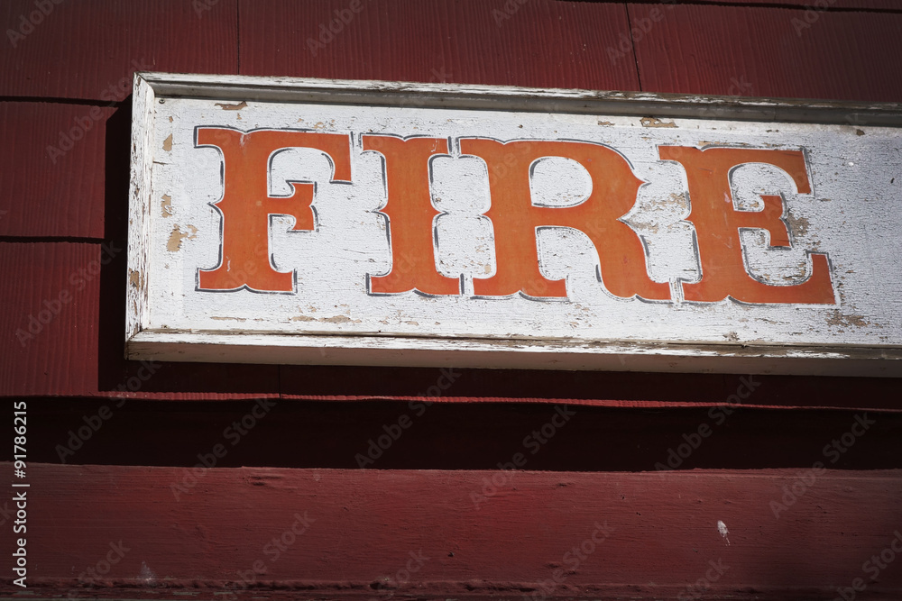 aged and worn vintage fire station sign Stock Photo | Adobe Stock