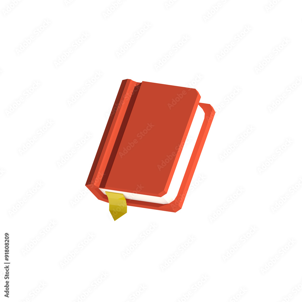 Low Poly Book - Low poly art-style red book on isolated white ...