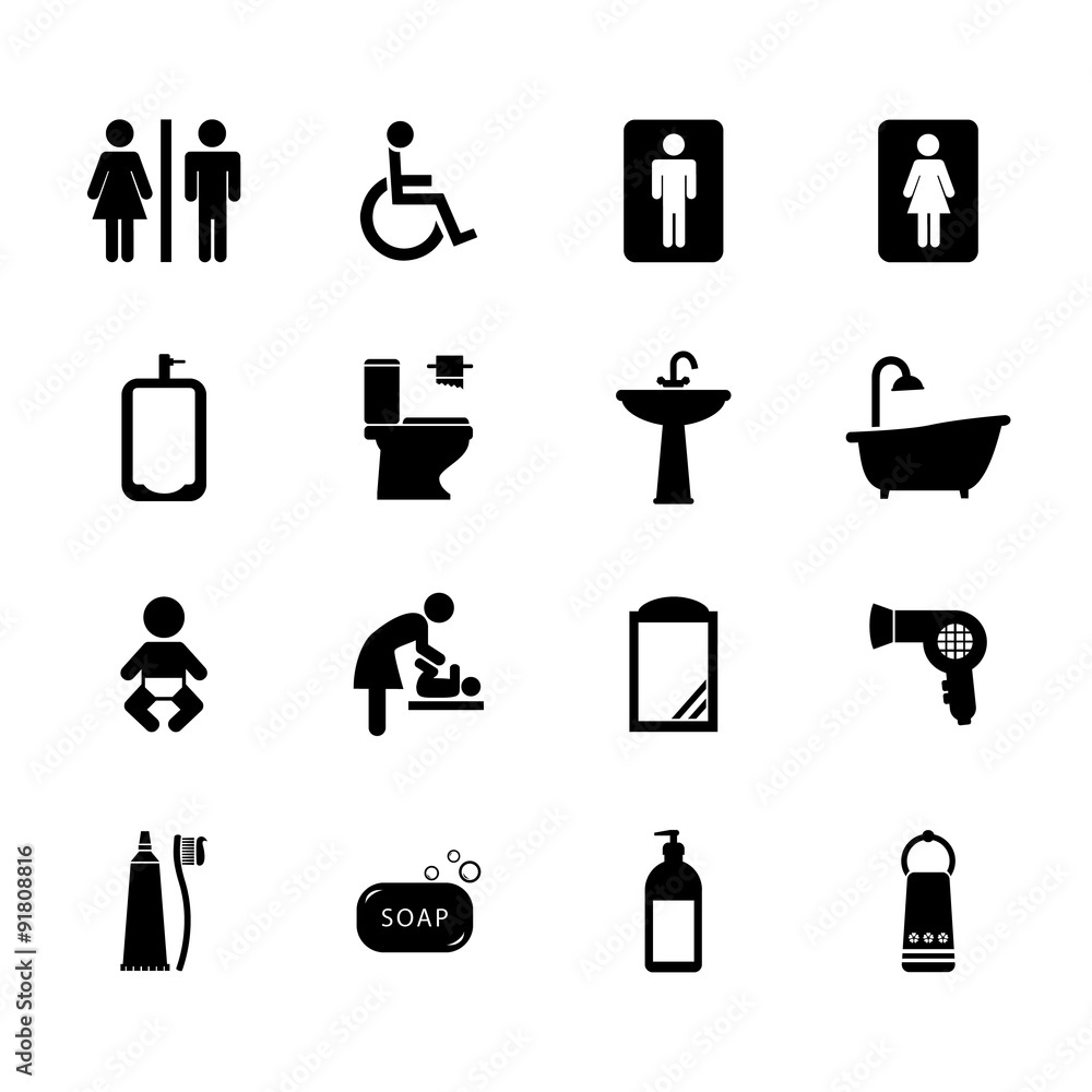Toilet icon. Bathroom icon. Restroom icon. Vector Illustration. Stock ...