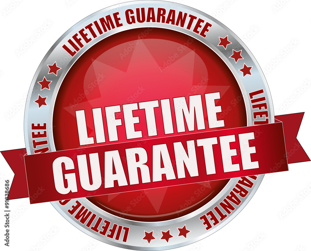 LIFETIME GUARANTEE / realistic modern round glossy 3D vector eps10 ...