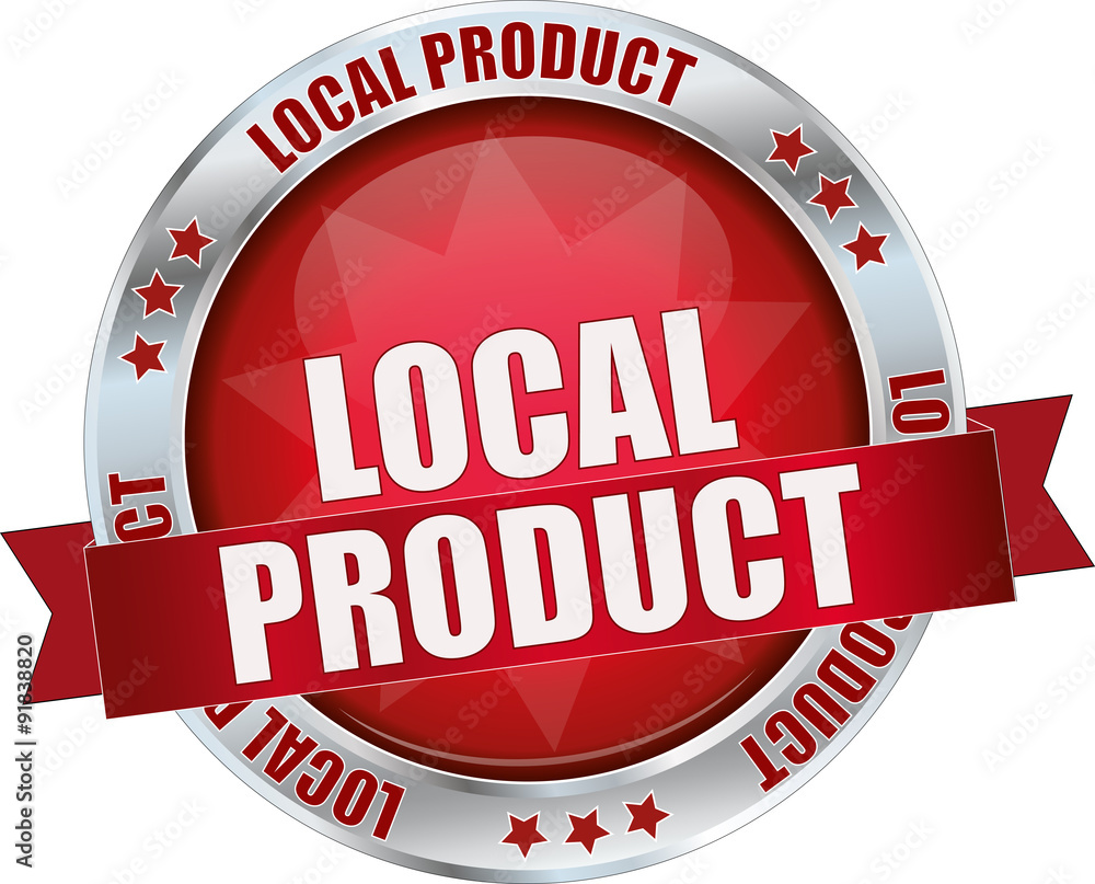 LOCAL PRODUCT / realistic modern round glossy 3D vector eps10 button ...