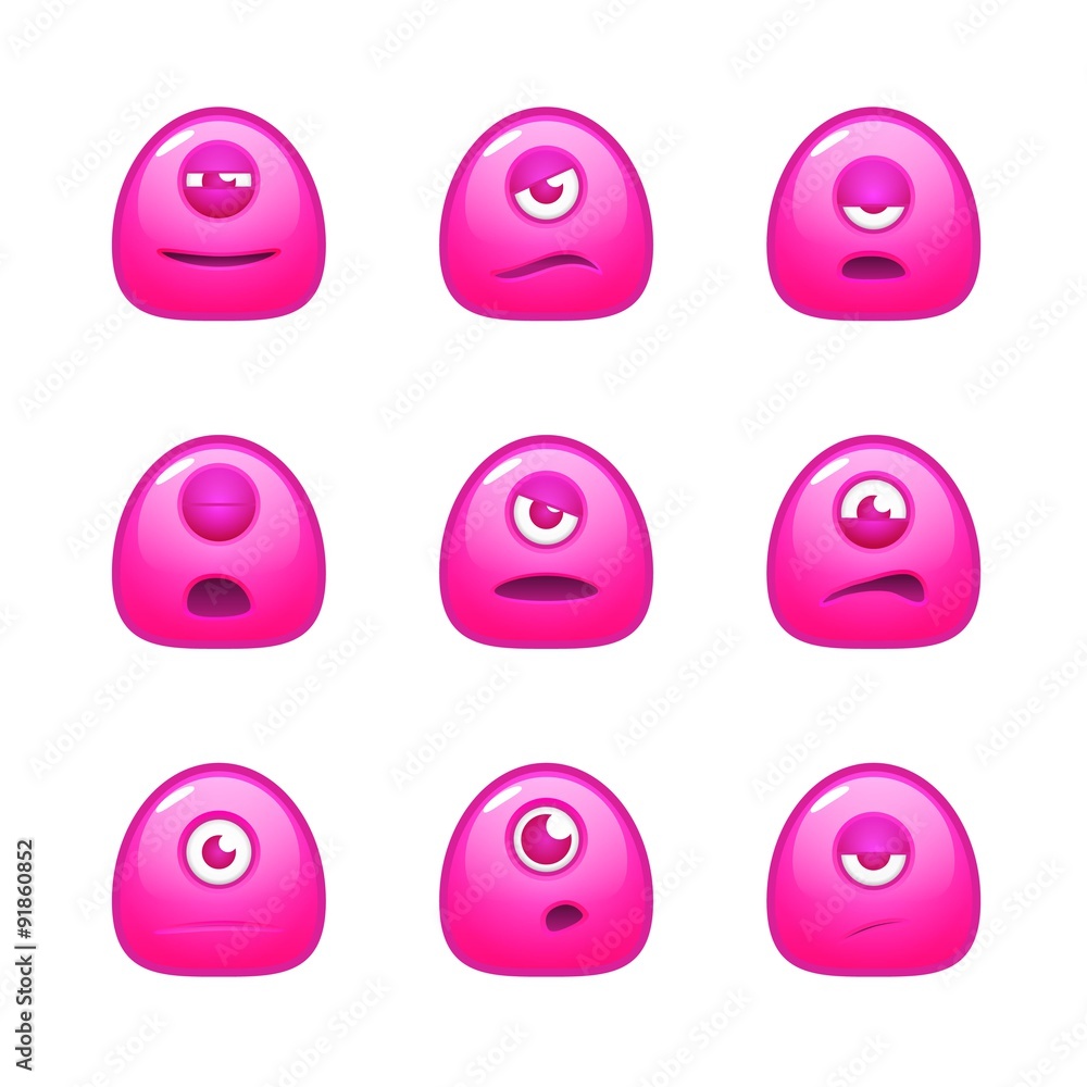 Pink Monster's Emotions Sprite Sheets Stock Vector | Adobe Stock