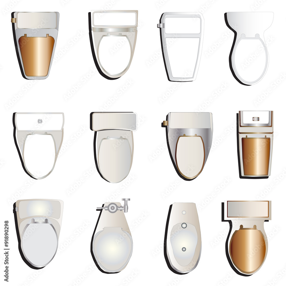 Toilet top view set 1 for interior , vector illustration Stock Vector ...