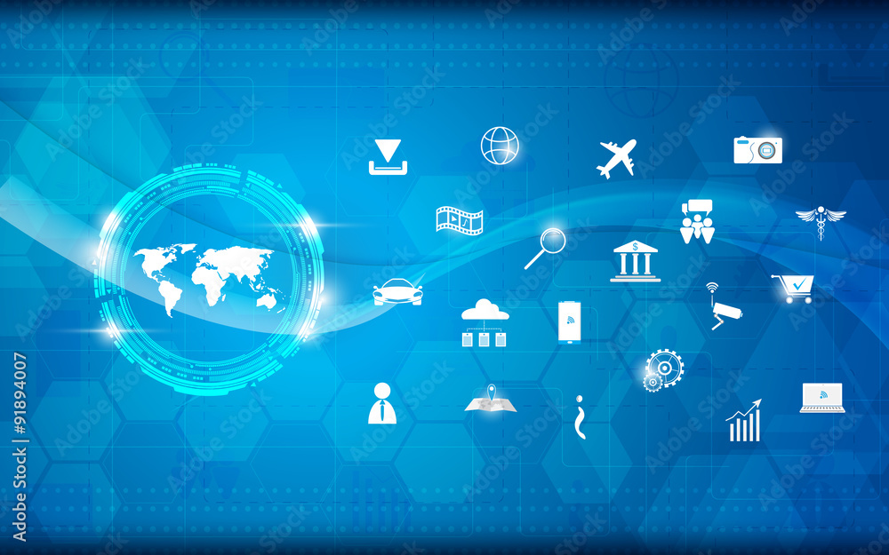 vector world map abstract science and technology pattern internet of ...