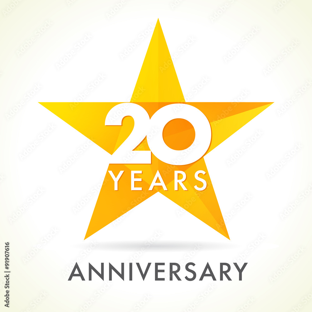 20 anniversary star logo. Template logo 20th anniversary in star shape ...