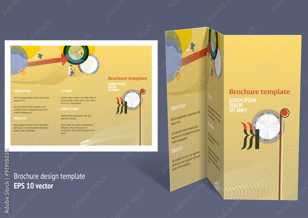 Brochure, booklet z-fold layout. Editable design template Stock Vector ...