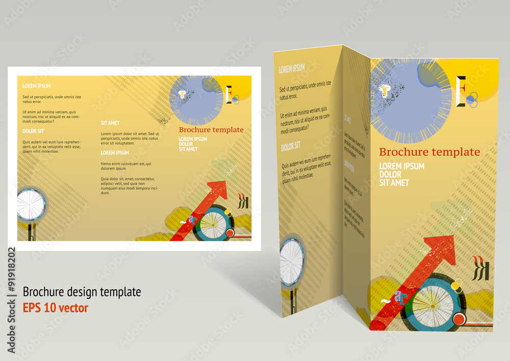 Brochure, booklet z-fold layout. Editable design template Stock Vector ...