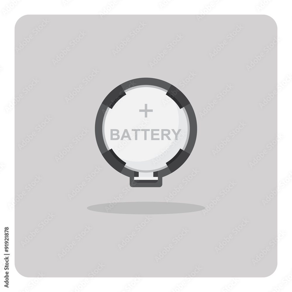 Vector of flat icon, button cell battery for motherboard on isolated ...