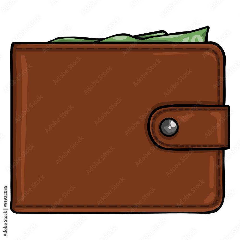 Vector Single Cartoon Wallet Stock Vector | Adobe Stock