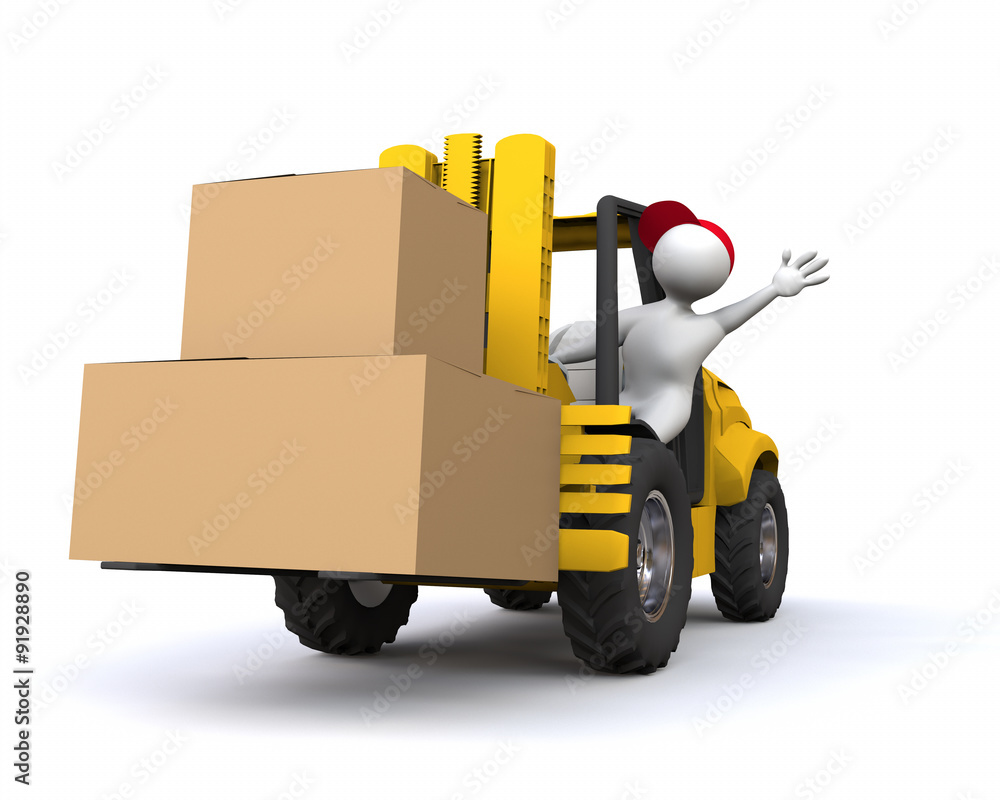 3D Man forklift Stock Illustration | Adobe Stock