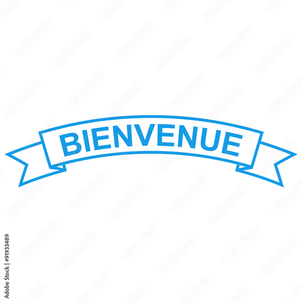Icono plano cinta texto BIENVENUE azul Stock Illustration | Adobe Stock