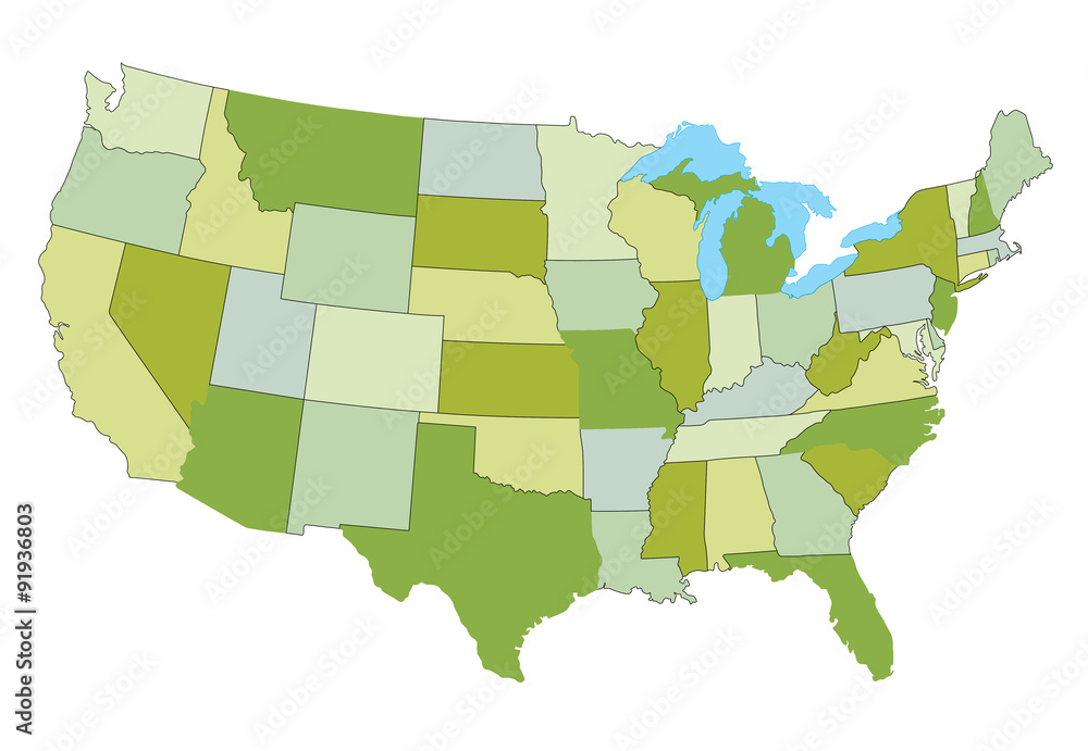 Highly detailed editable political map with separated layers. United ...