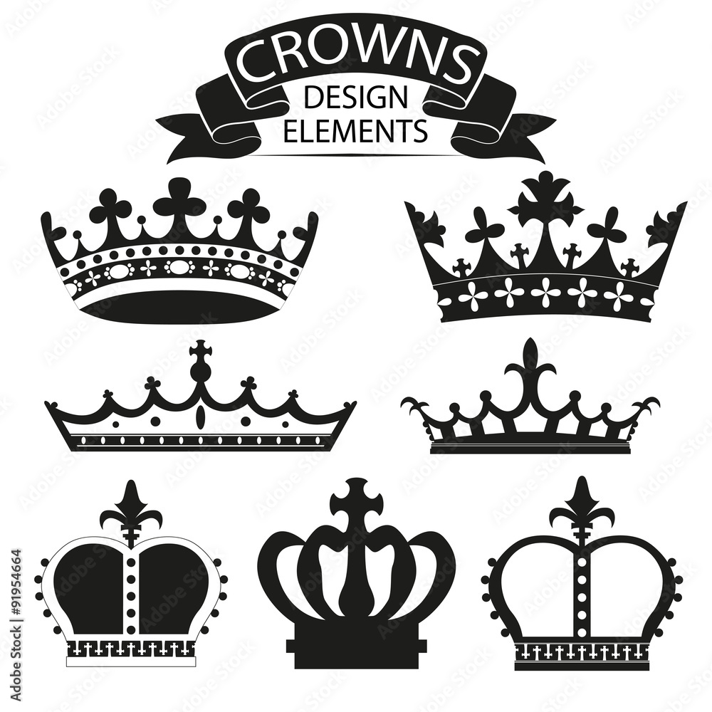 crown collection isolated on white vector illustration Stock Vector ...