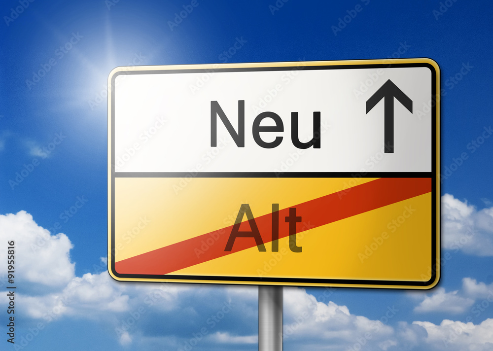 Neu alt Neuer Weg Alter Trott Veränderung Schild foto de Stock | Adobe ...