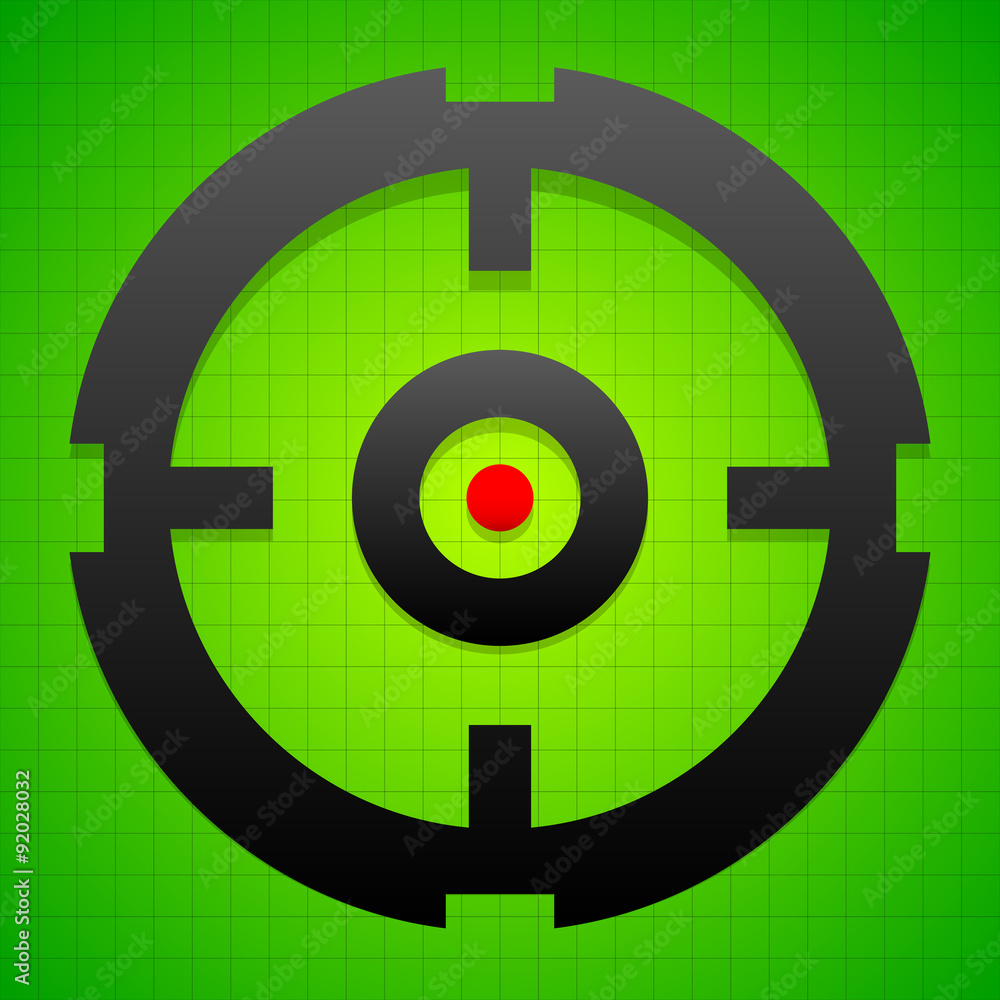 Targetmark, crosshair, reticle on green gridded background. Stock ...