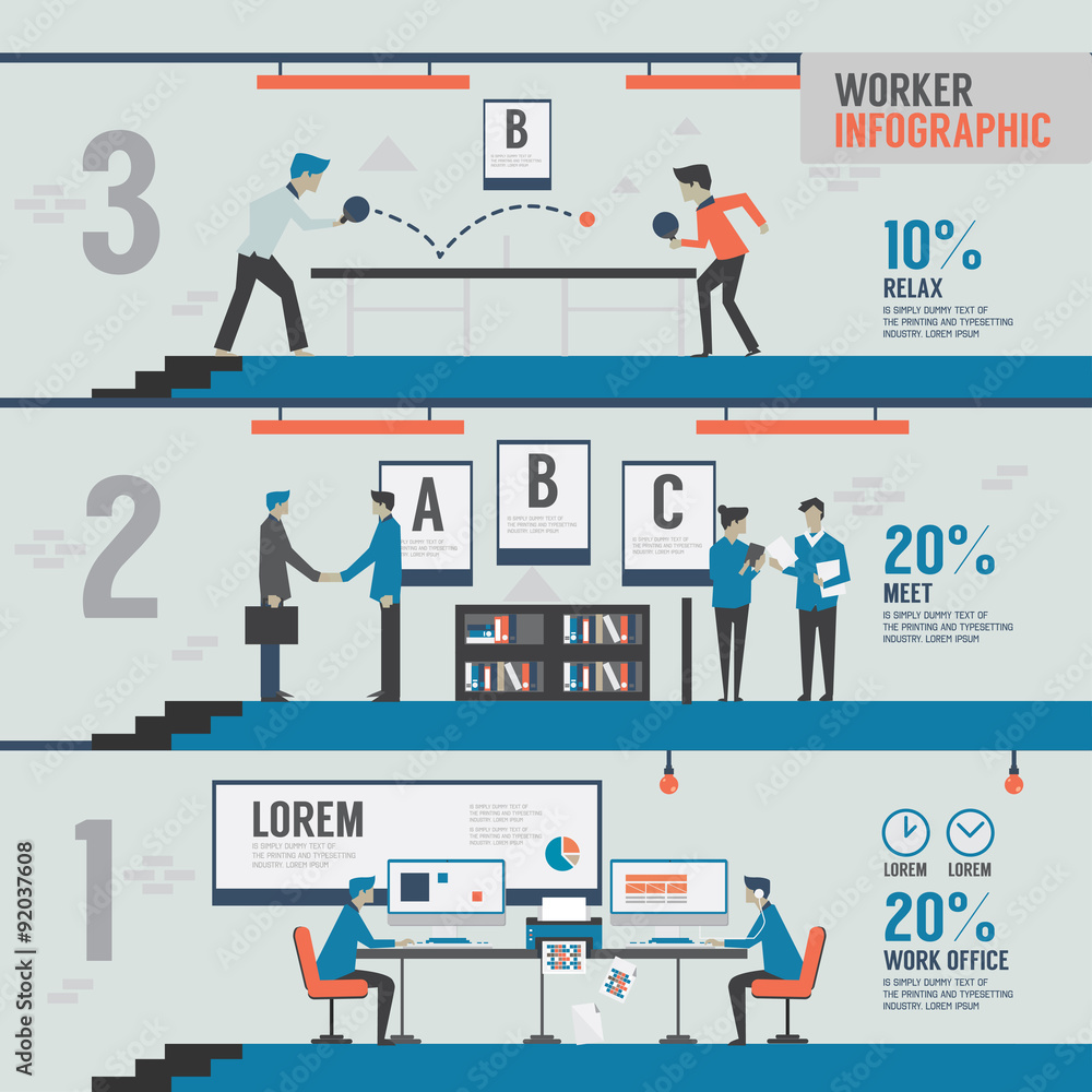 WORKER INFO GRAPHIC IN OFFICE Stock Vector | Adobe Stock