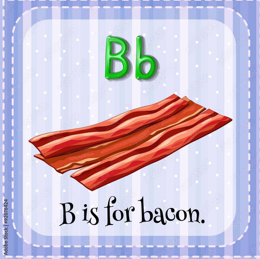 Flashcard letter B is for bacon Stock Vector | Adobe Stock