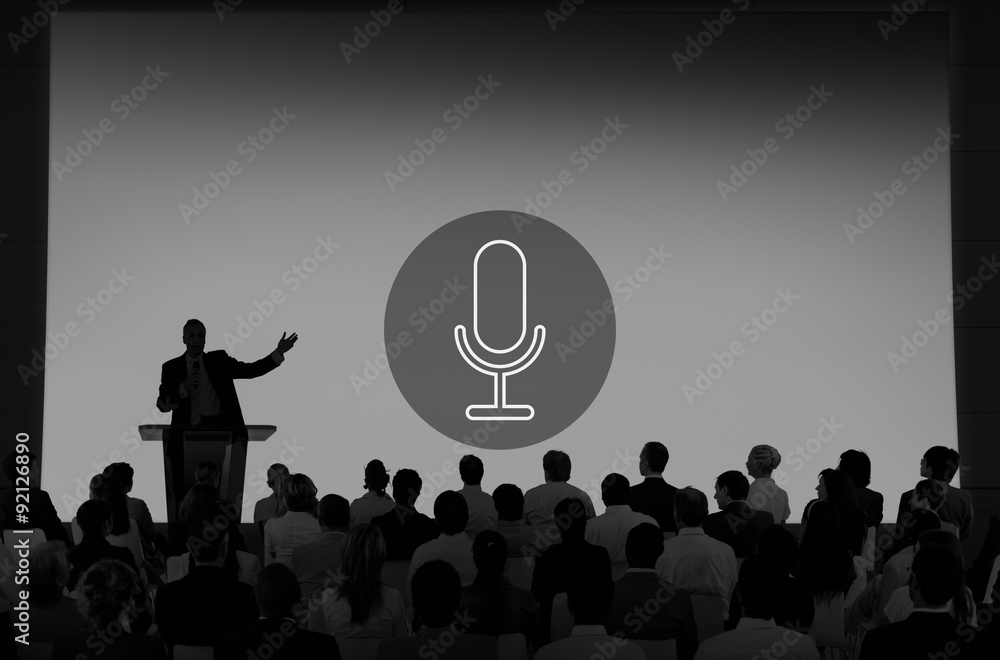 Microphone Announcement Mic Broadcast Recording Speech Concept Stock ...