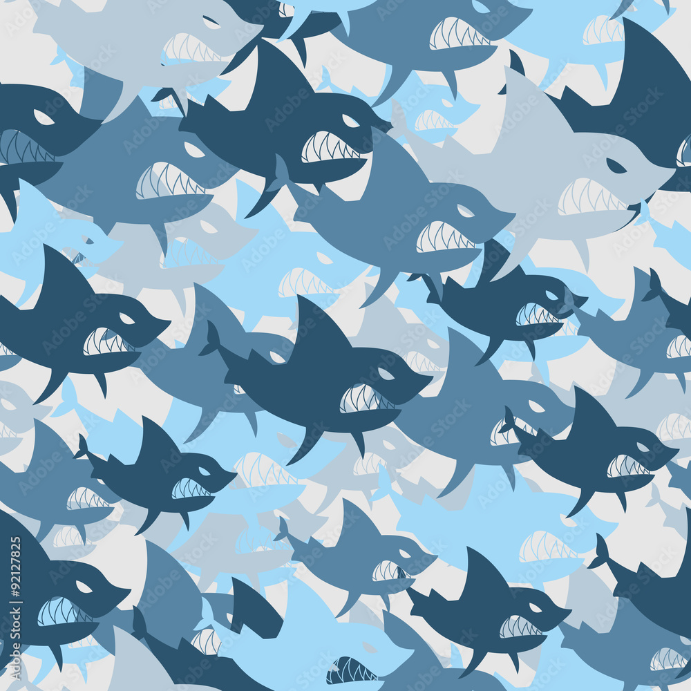 Shark military seamless pattern. Army background of fish. Soldie Stock ...
