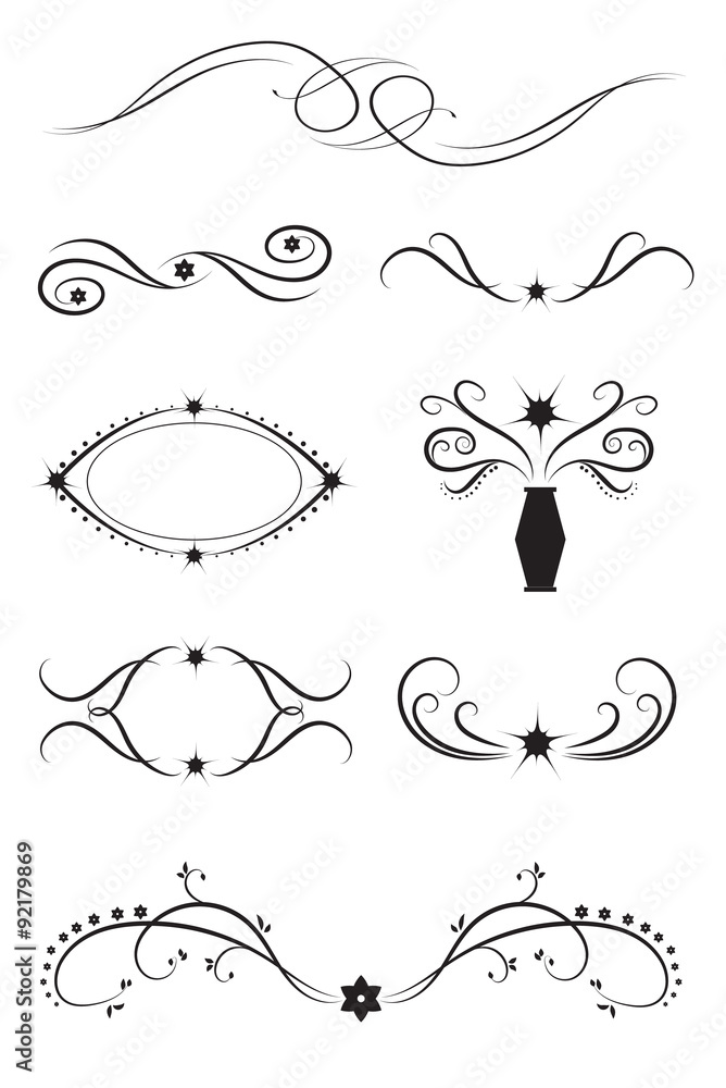 Vector set of graphic design elements: borders, dividers and frames ...