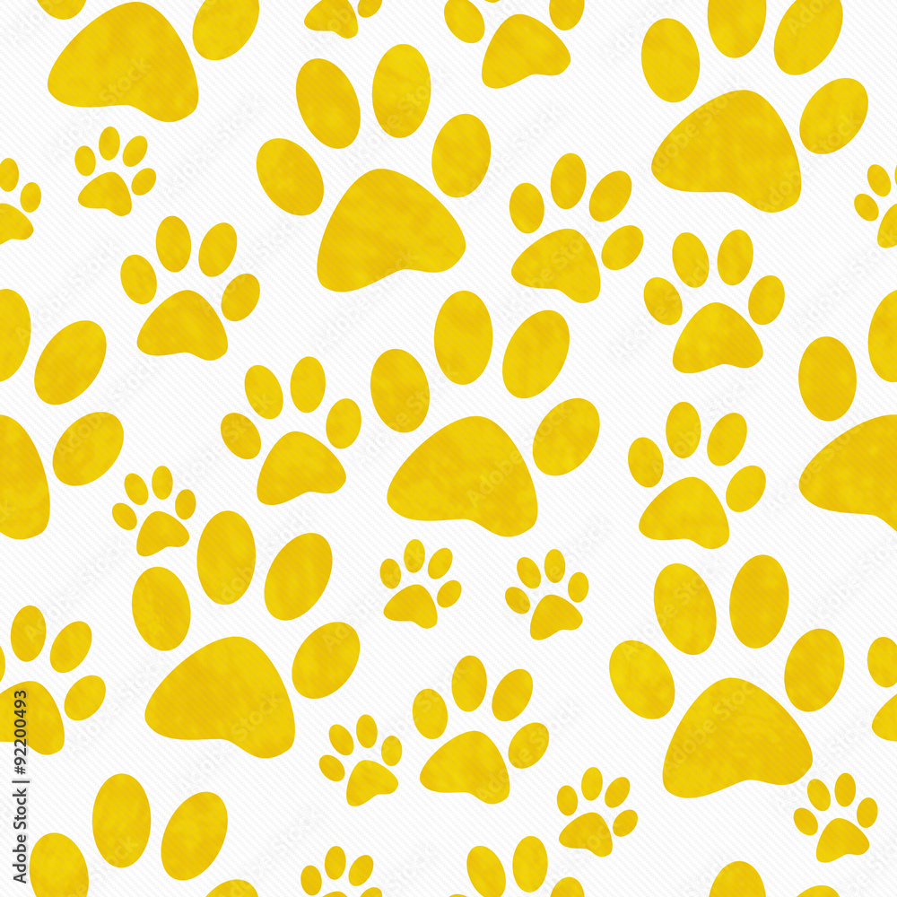 Yellow and White Dog Paw Prints Tile Pattern Repeat Background Stock ...