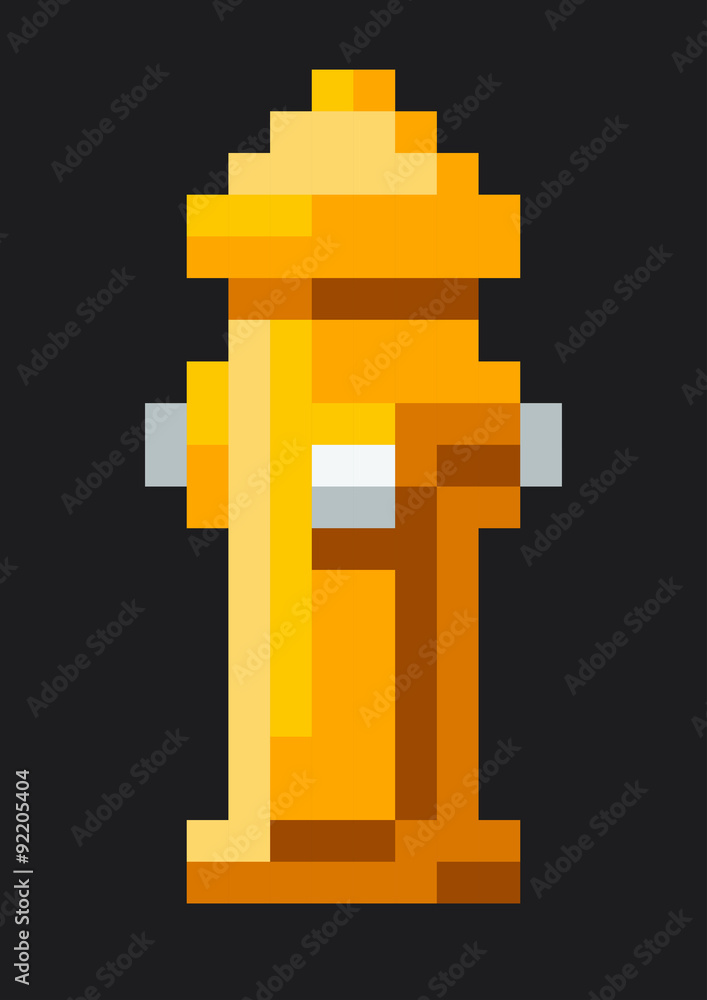 pixel art fire hydrant Stock Vector | Adobe Stock