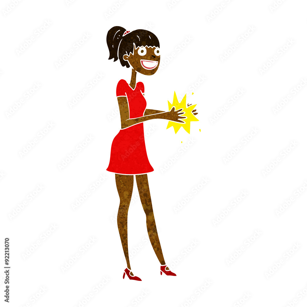 cartoon woman clapping hands Stock Vector | Adobe Stock