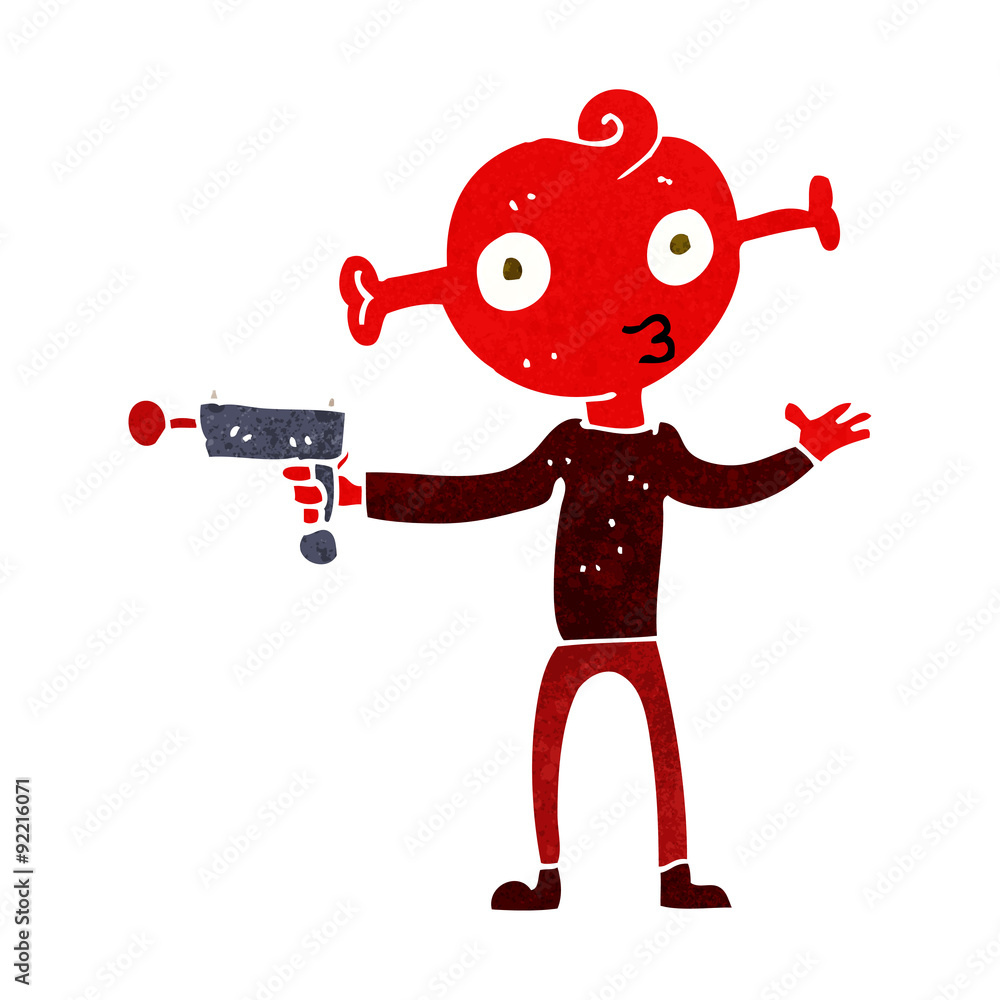 cartoon alien with ray gun Stock Vector | Adobe Stock