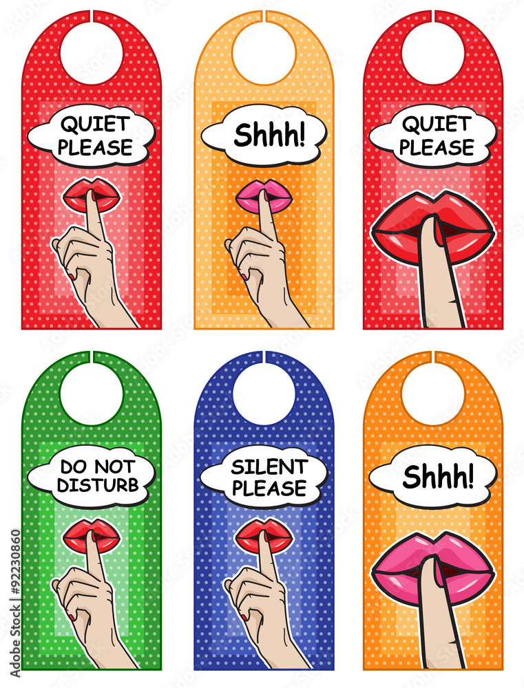 Door signs quiet please, shhh, silence please, do not disturb vector ...