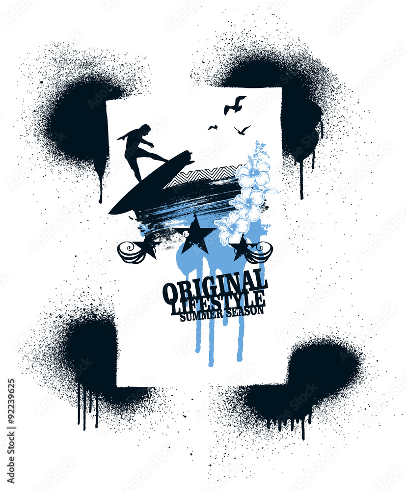 stencil surf frame with rider jumping Stock Vector | Adobe Stock