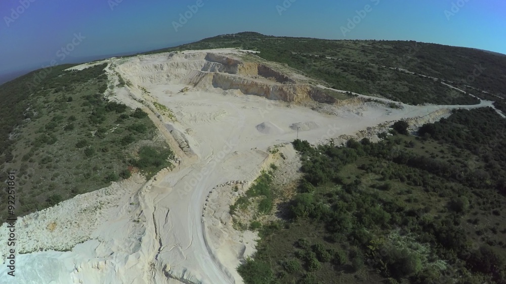 Calcium carbonate quarry, aerial shot Stock Video | Adobe Stock