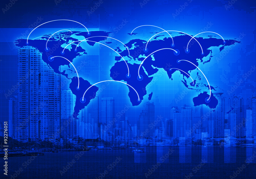 Global business connection concept on city, Elements of this ima Stock ...
